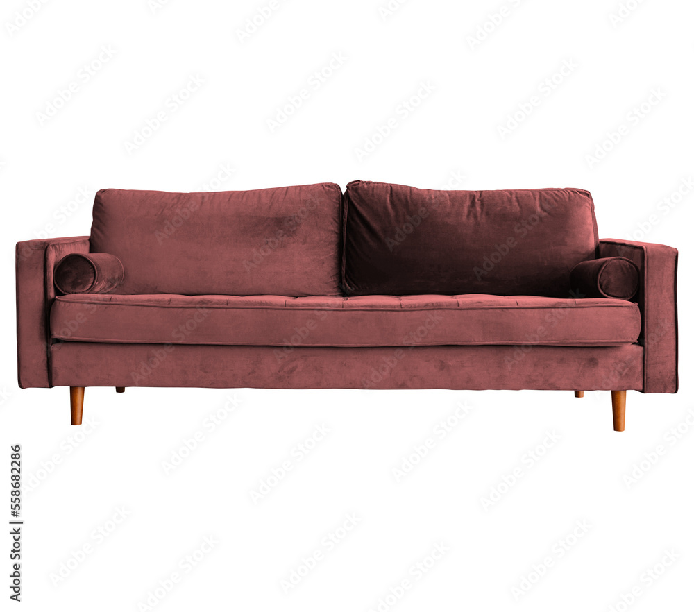 Elegant Modern Pink Velvet Couch Isolated on Transparent Background PNG ...