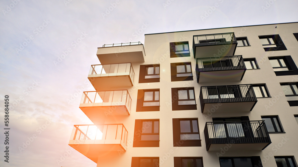 Apartments in residential complex. Housing structure at modern house ...