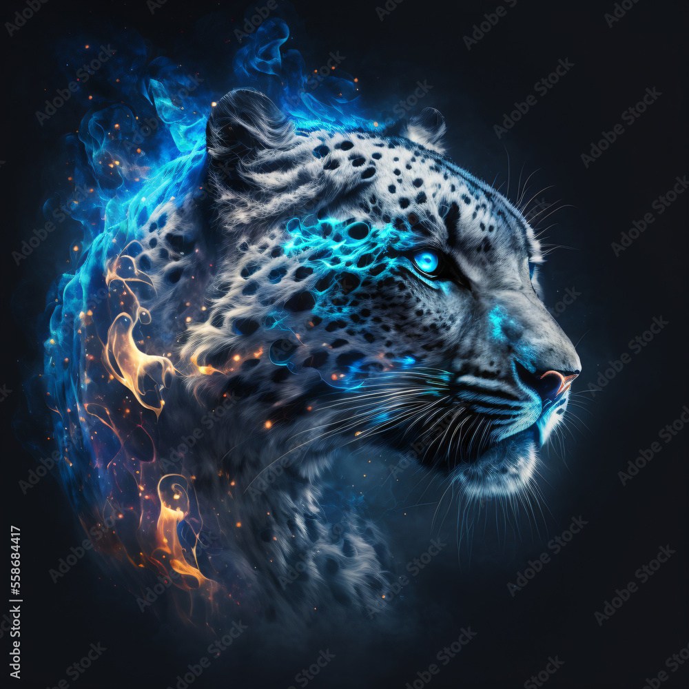 Epic cinematic portrait of a snow leopard filled with equal parts ...