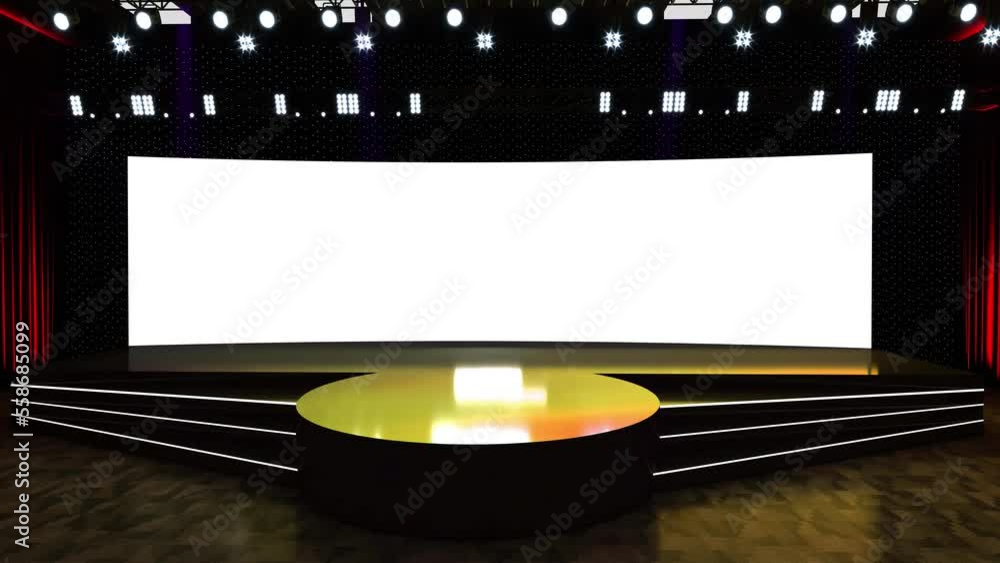 Meeting event scene, party scene design. Empty stage design for mockup ...