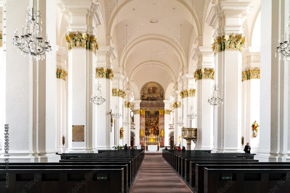 Great interior view of the Jesuit Church (Jesuitenkirche) in Heidelberg ...