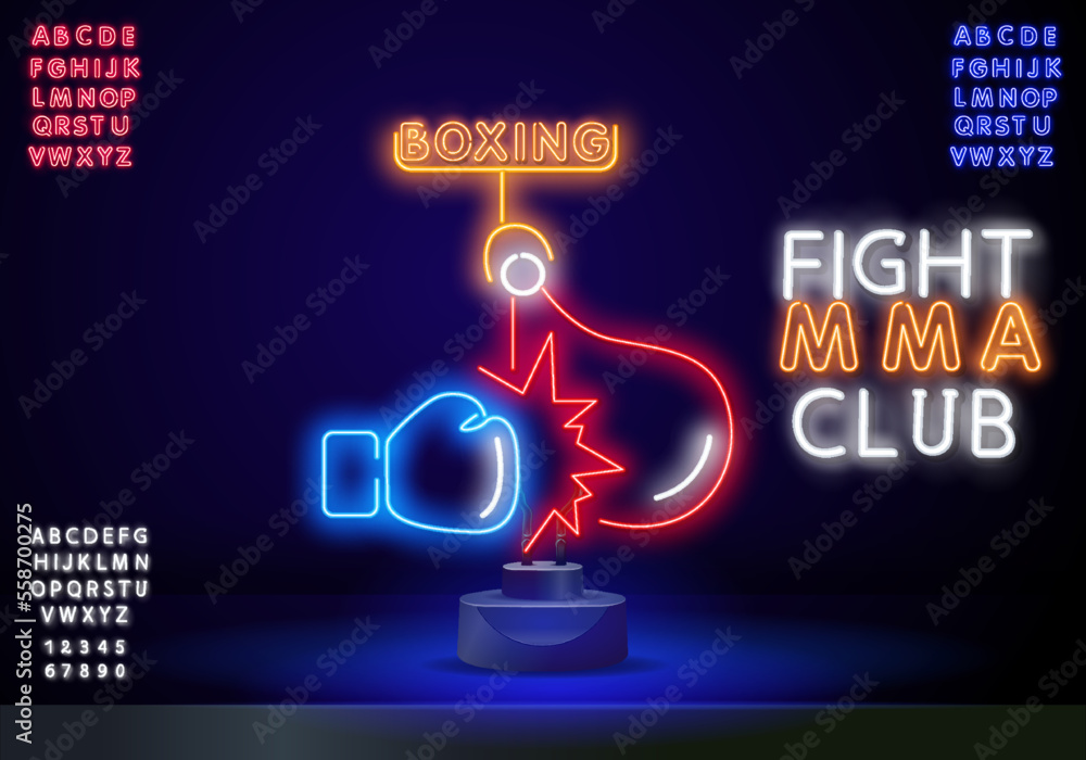 Fight club logo neon sign isolated vector illustration. Neon banner ...