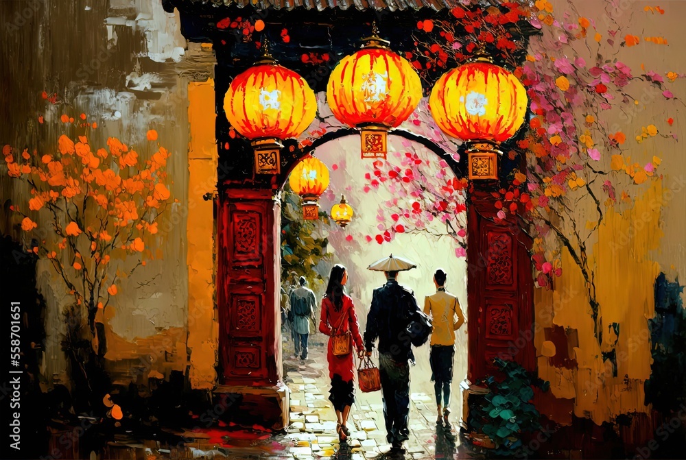 Chinese New Year Oil Painting