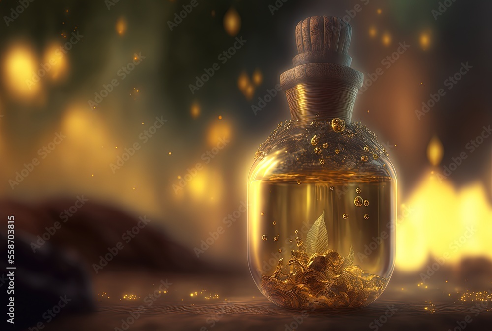 beautiful special elixir drub potion in glass bottle, idea for ...