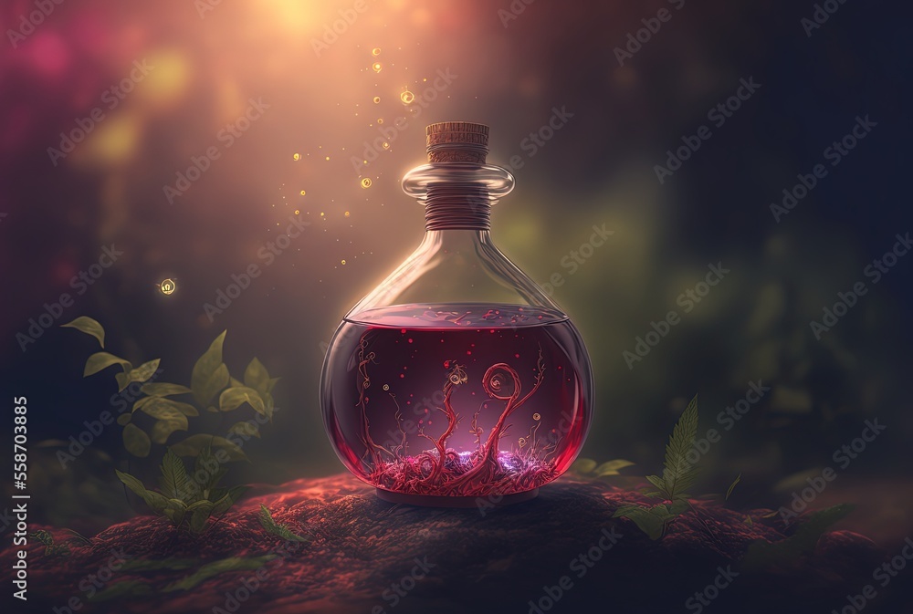 beautiful special elixir drub potion in glass bottle, idea for ...