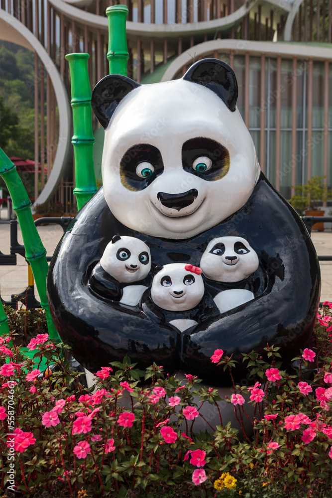 CHENGDU, CHINA- NOVEMBER 4, 2022: A sculpture of Pandas is seen at ...