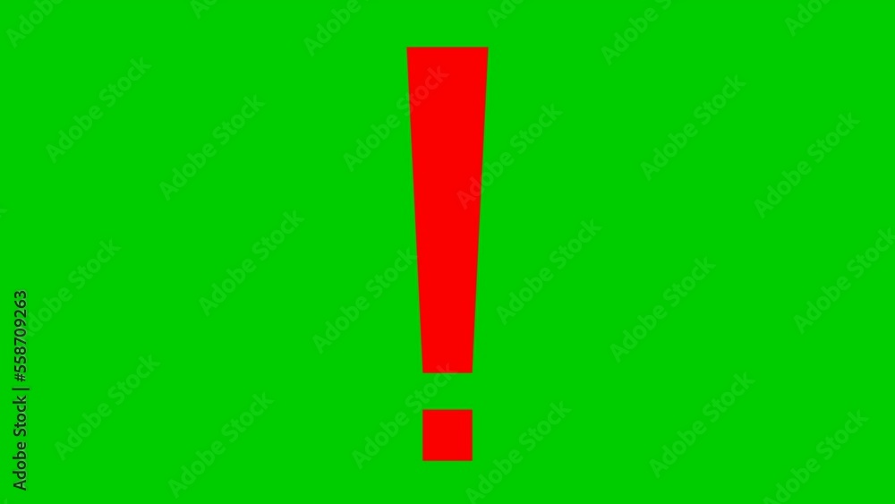 Animated red symbol of exclamation mark. Looped video. Concept of ...
