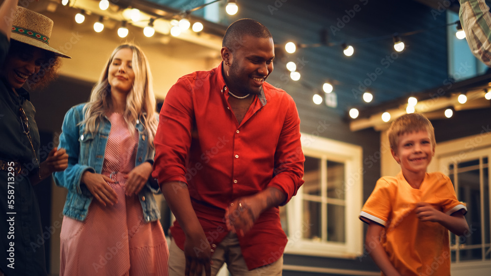 Parents, Children and Multicultural Friends Dancing Together at a ...