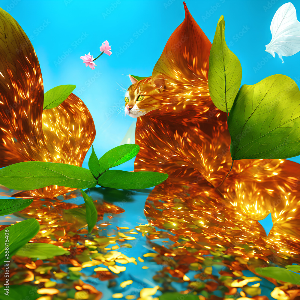 cat wallpaper with colorful background-Generative AI illustrations ...