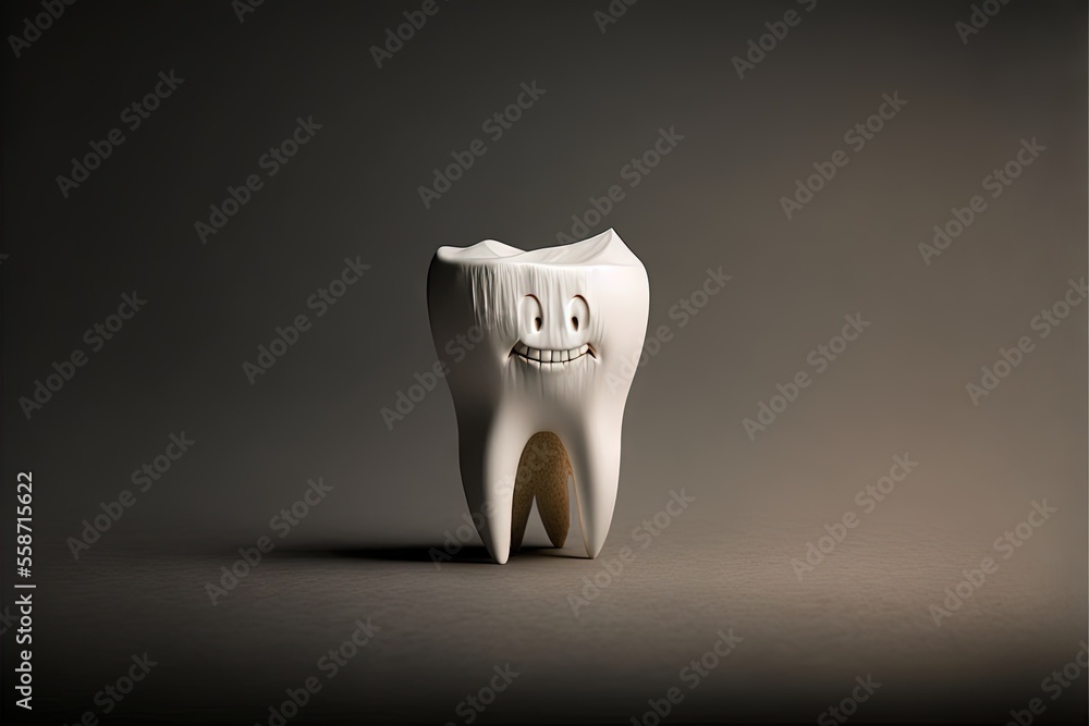 a tooth shaped like a tooth with a smile on it's face and a toothbrush ...
