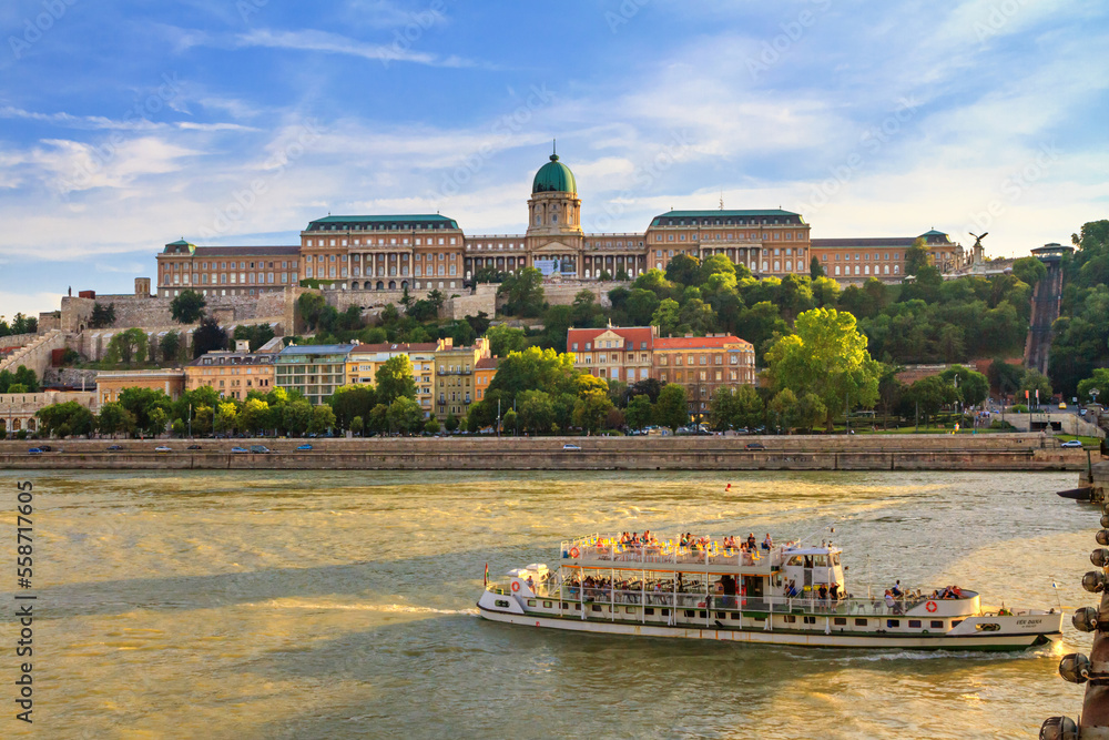 City summer landscape - view of the Buda Castle, palace complex of the ...