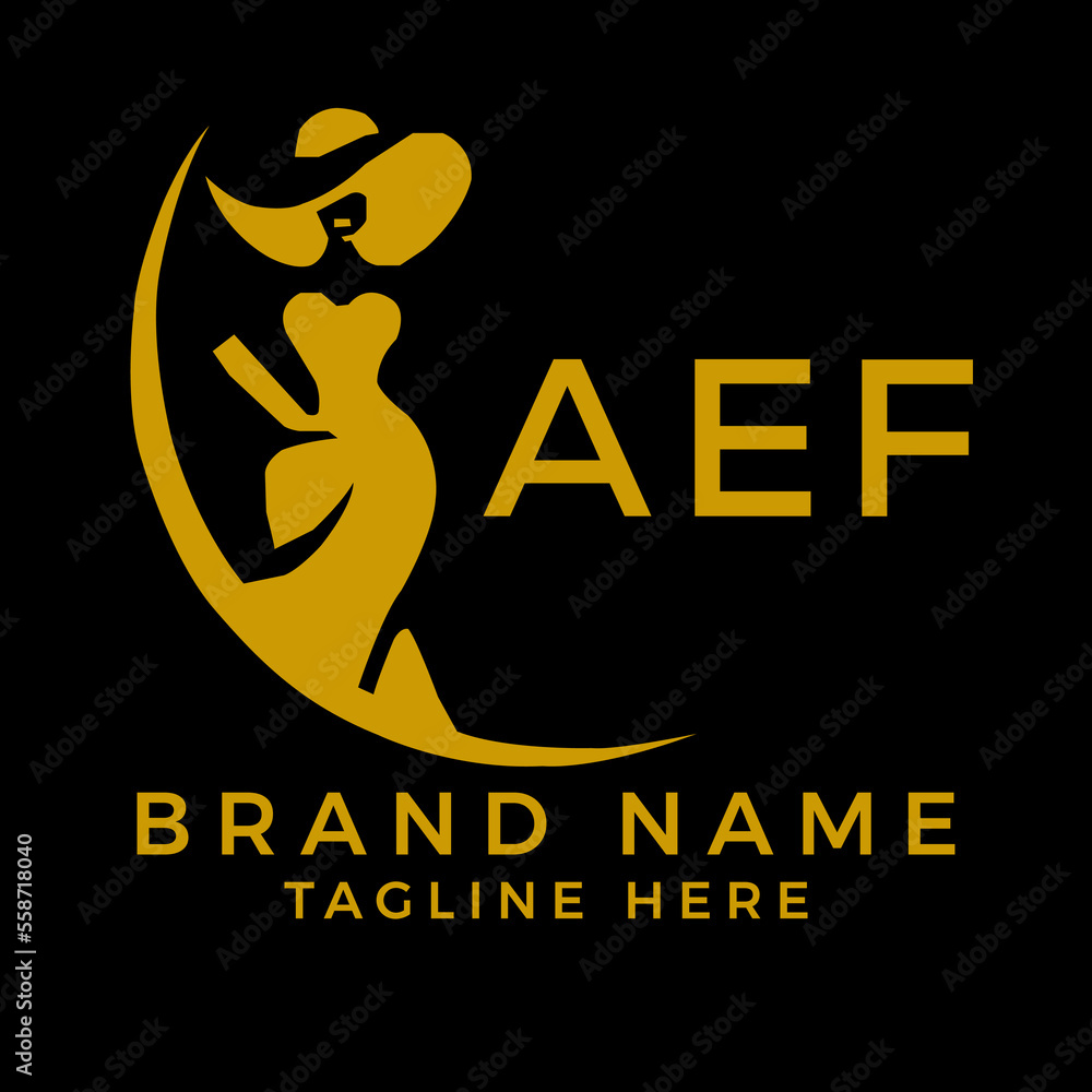 Vetor de AEF fashion logo. AEF Beauty fashion house. modeling dress ...