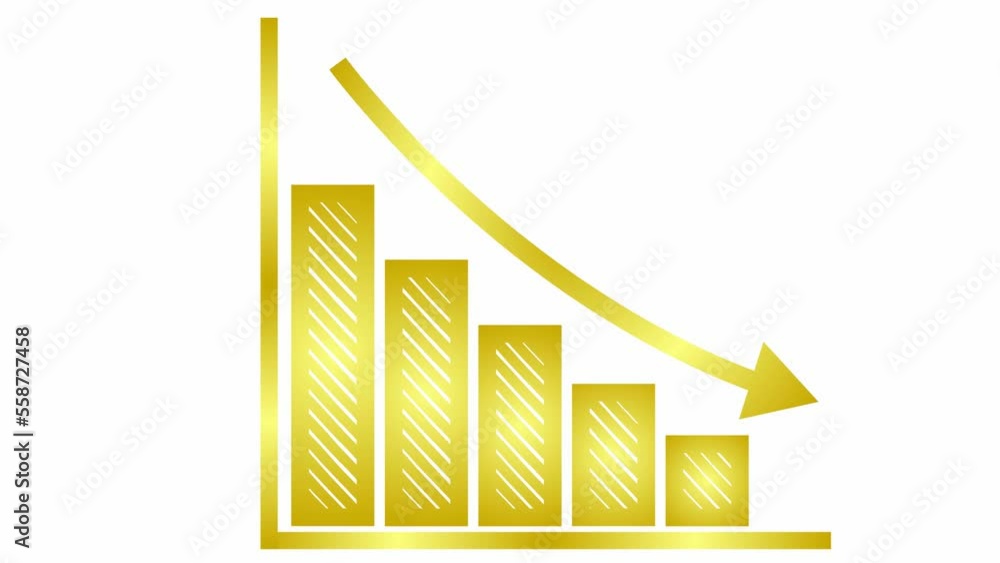 Animated gold recession chart of financial decline with a trend line ...