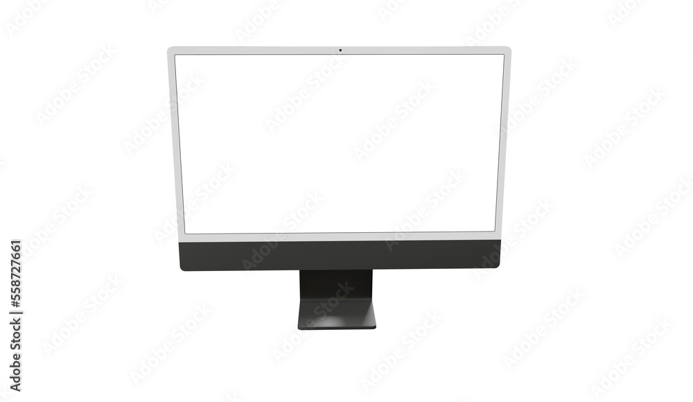 Computer monitor display with empty screen isolated on transparent ...
