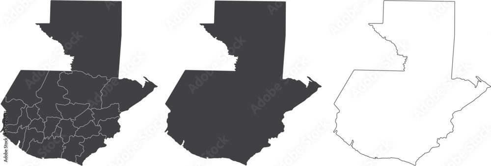 set of 3 maps of Guatemala - vector illustrations Stock Vector | Adobe ...