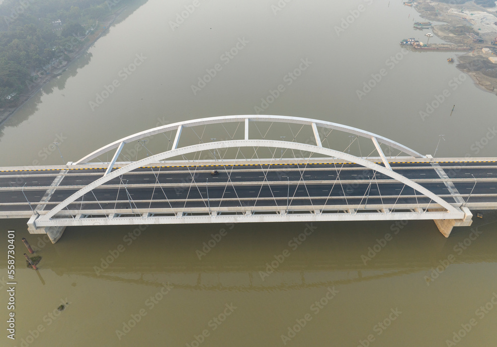 Aerial view of Madhumati Bridge crossing the Madhumati river in Dhaka ... Aerial view of Madhumati Bridge crossing the Madhumati river in Dhaka ...