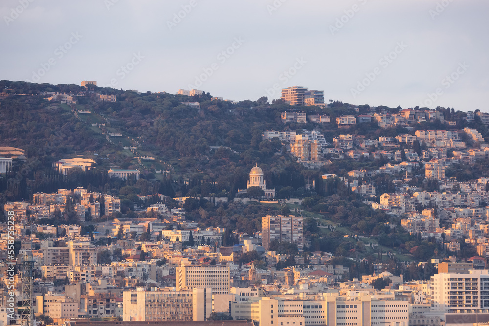 Homes and Buildings in a modern city, Haifa, Israel. Cityscape ...