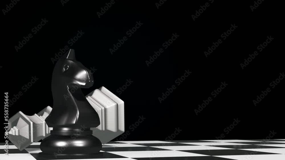 Check mate in chess game. Chess pieces - knight and king on a chess ...