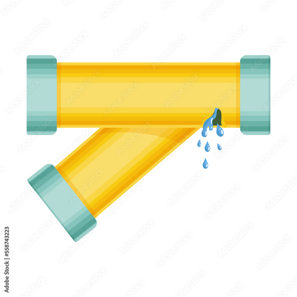 Broken pipes with a leak, rupture of the pipeline. Dripping faucet ...