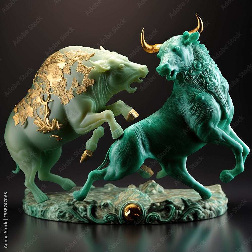 Concept art of Bullish and Bearish, sculpture of bull vs bear Stock ...