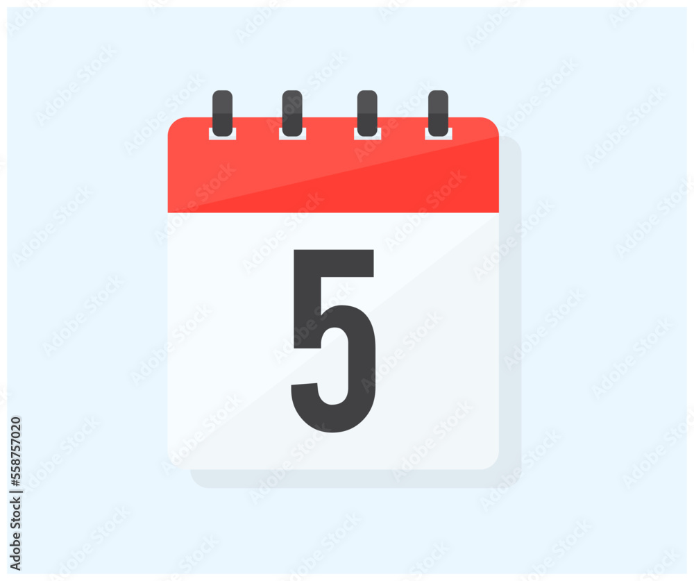 The the fifth day of the month with date 5 logo design. Calendar icon ...