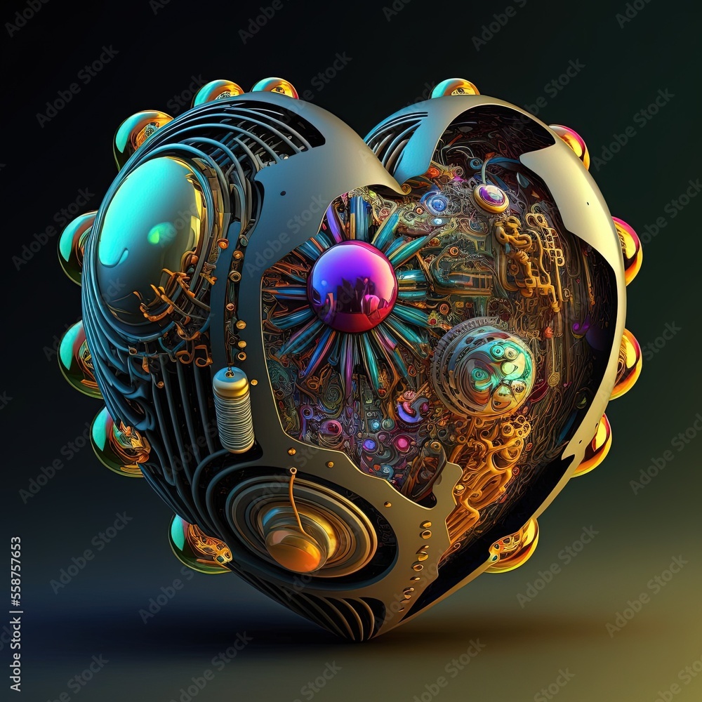 heart machine symbol generative ai illustration Stock Illustration ...