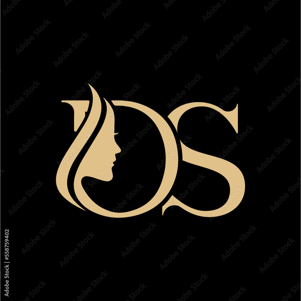 DS Letter Logo Design with Female Face. Elegant beauty logo concept ...