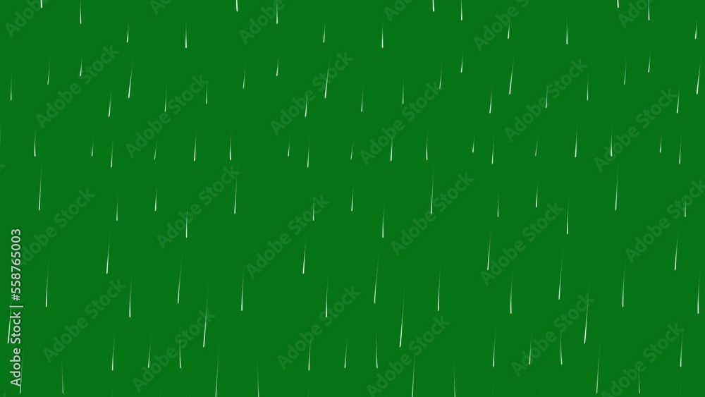 Animation of cartoon pouring rain on a green background. Cartoon rain ...