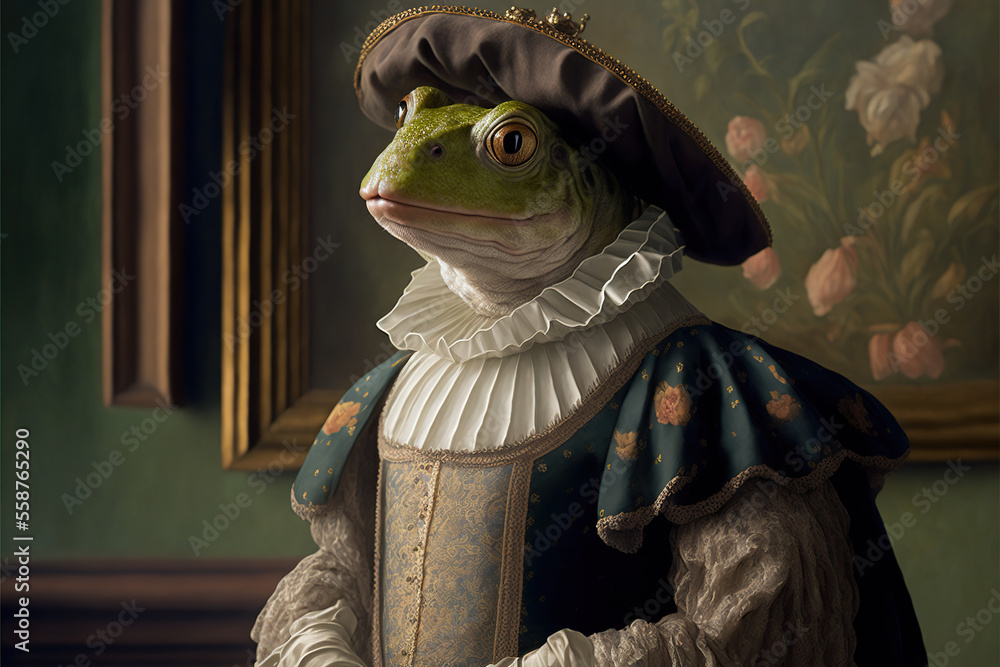 Created with Generative AI technology. portrait of a frog in ...