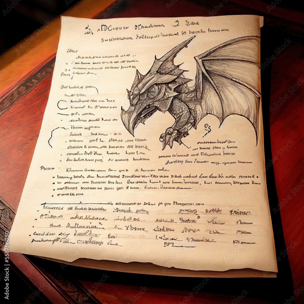 Hand drawn parchment sheet, medieval, fantasy - generative ai Stock ...