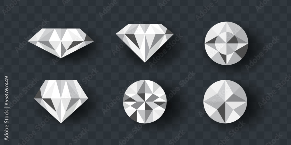 Realistic diamond vector mockup on transparent background Stock ...