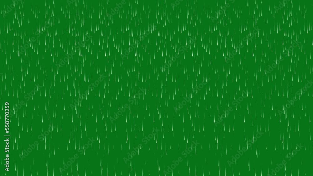 Animation of cartoon pouring rain on a green background. Cartoon rain ...