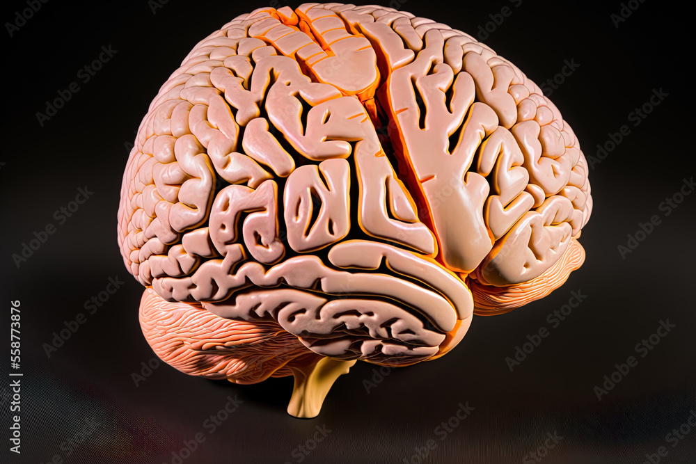Anatomical model of the human brain, a medical concept picture ...