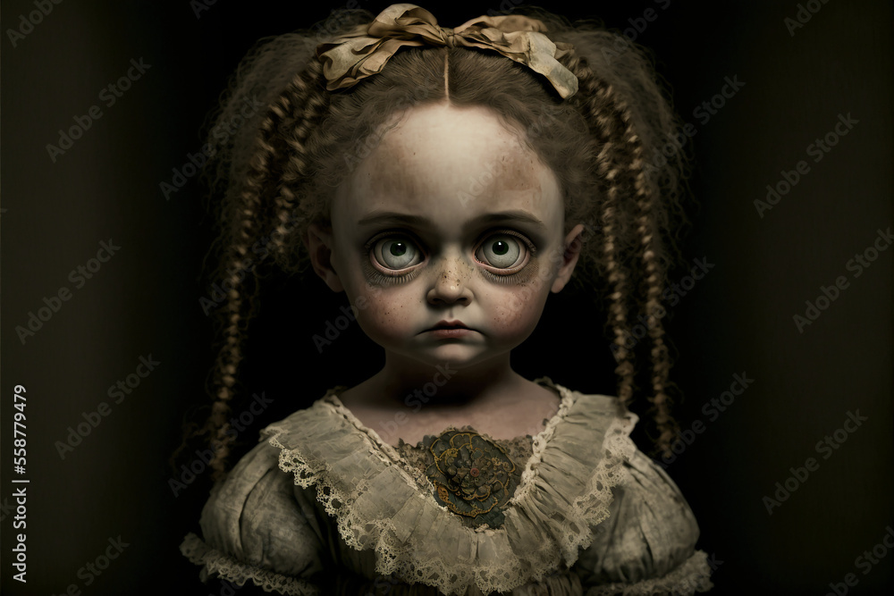Cursed doll, scary and possessed from a horror movie. Generative AI ...