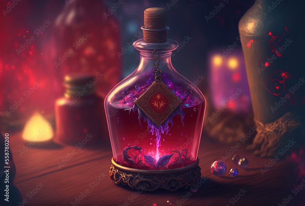 beautiful special elixir drub potion in glass bottle, idea for ...