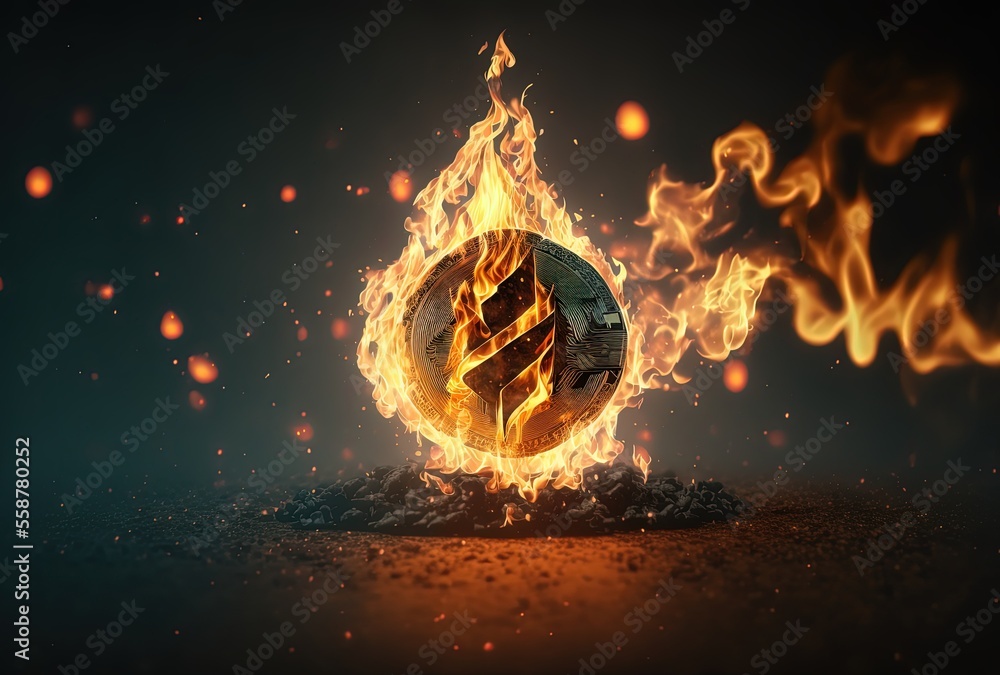 illustration of gold coin with currency symbol at center with fire ...