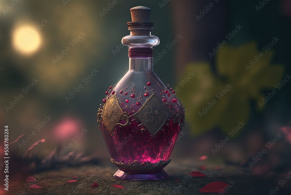 beautiful special elixir drub potion in glass bottle, idea for ...