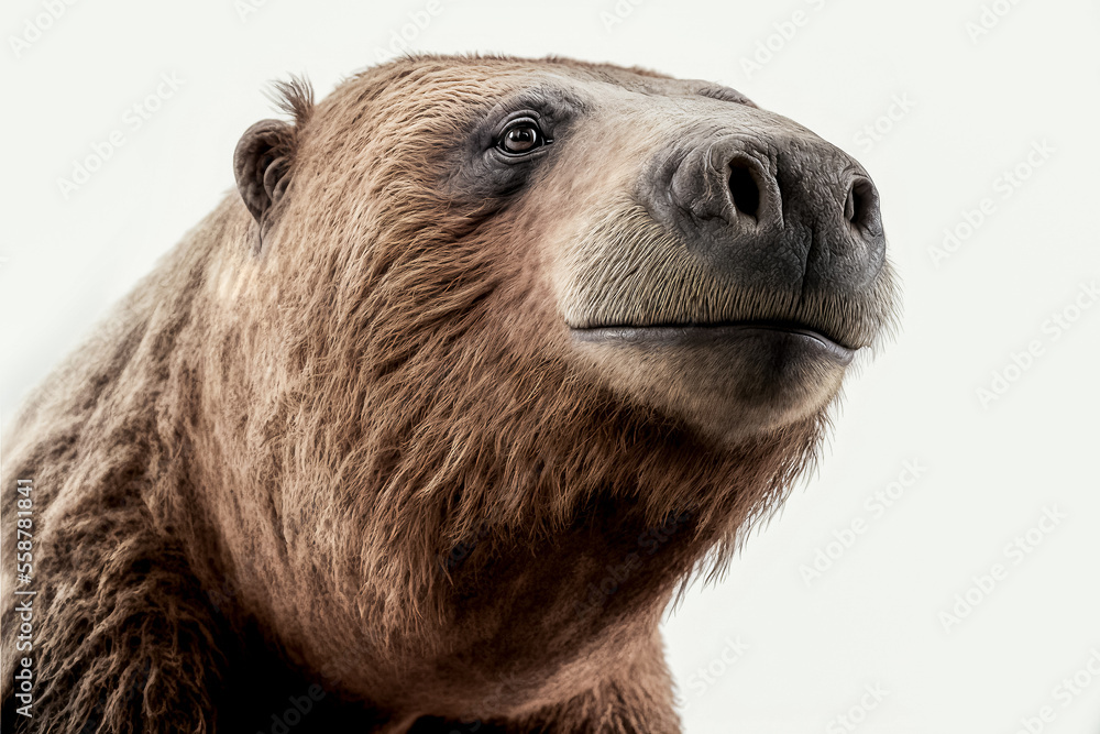 Prehistoric Giant Ground Sloth portrait, isolated on white background ...