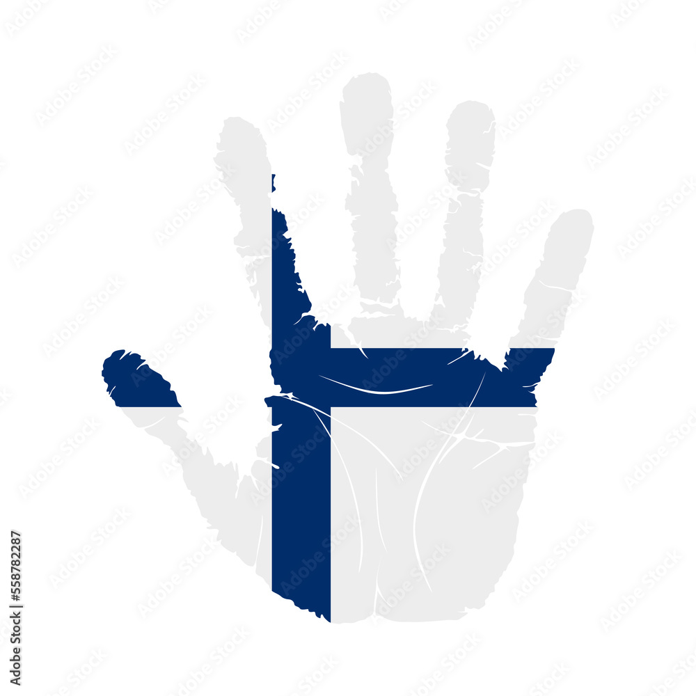 Handprint with the flag of Finland. Hand print, which bears the Finland ...