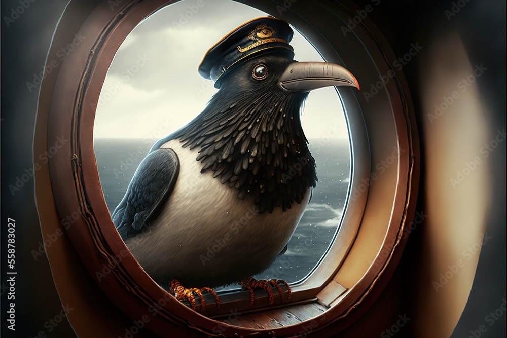 Lookout sailor mole in a crows nest on a ship, created with Generative ...