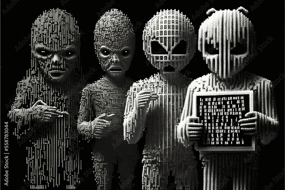 Artificial intelligence, many ai models looking angry and pointing ...