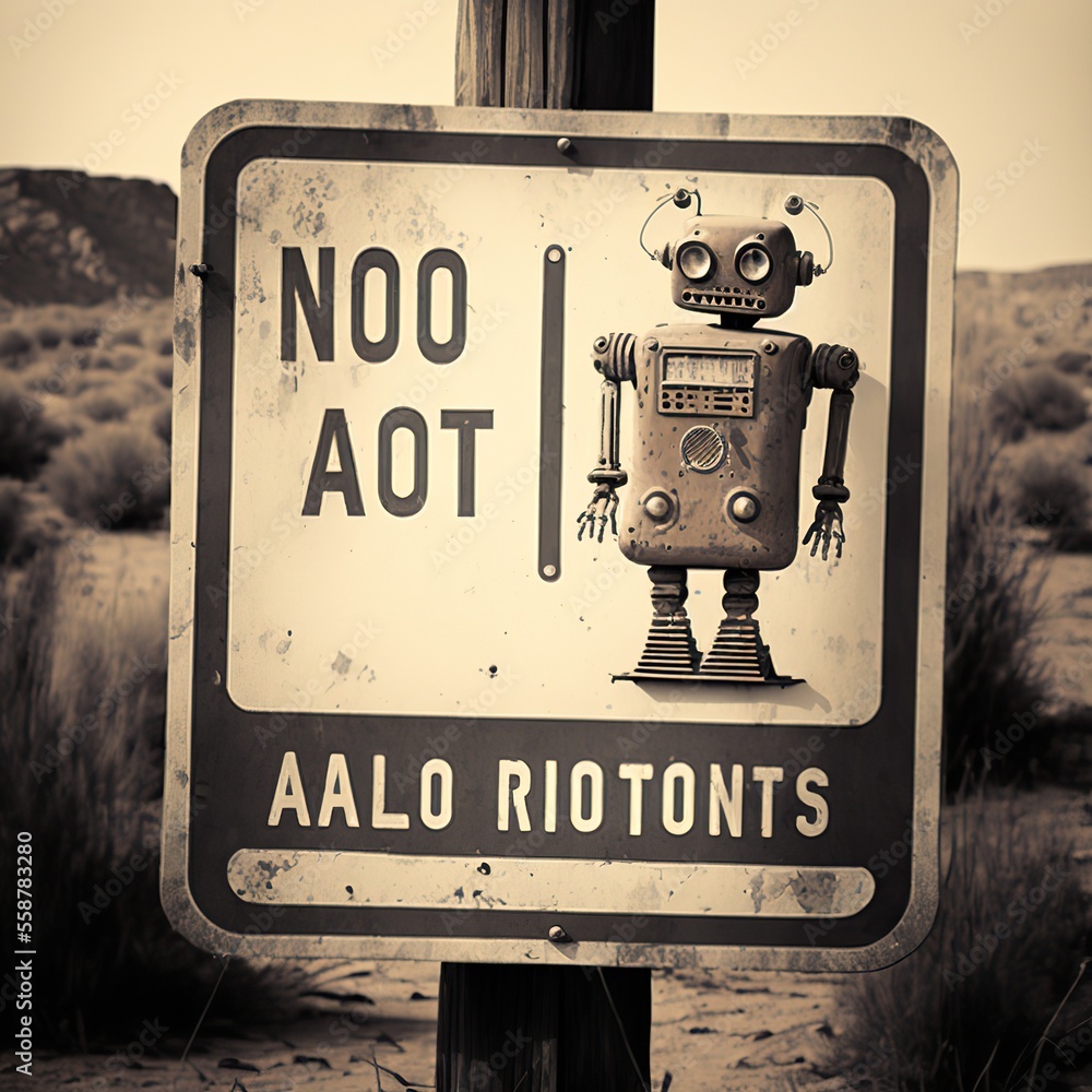 Sign no robots allowed, concept of anti-ai, resistance to artificial ...