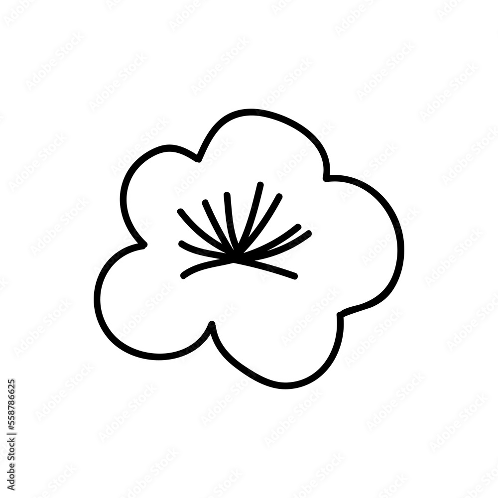 Single hand drawn flower head. Vector illustration in doodles style ...