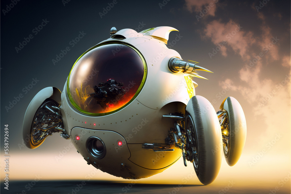 Futuristic flying motorcycle concept. Generative AI illustration Stock ...