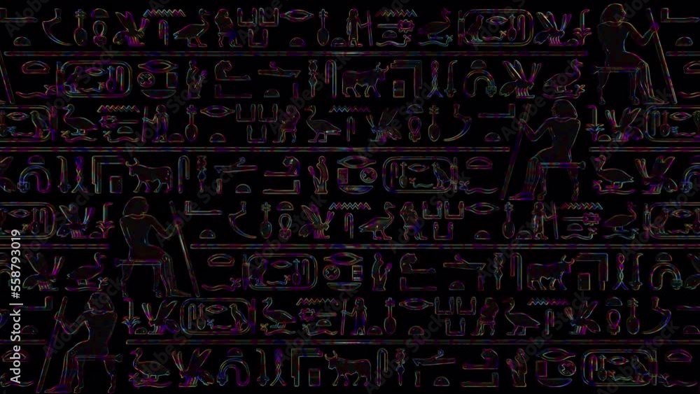 Egyptian Ancient Symbols Glowing Wallpaintings 4k trippy vj loop Moving ...