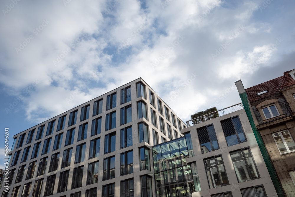 Exterior architectural detail modern facade of High-rise office ...