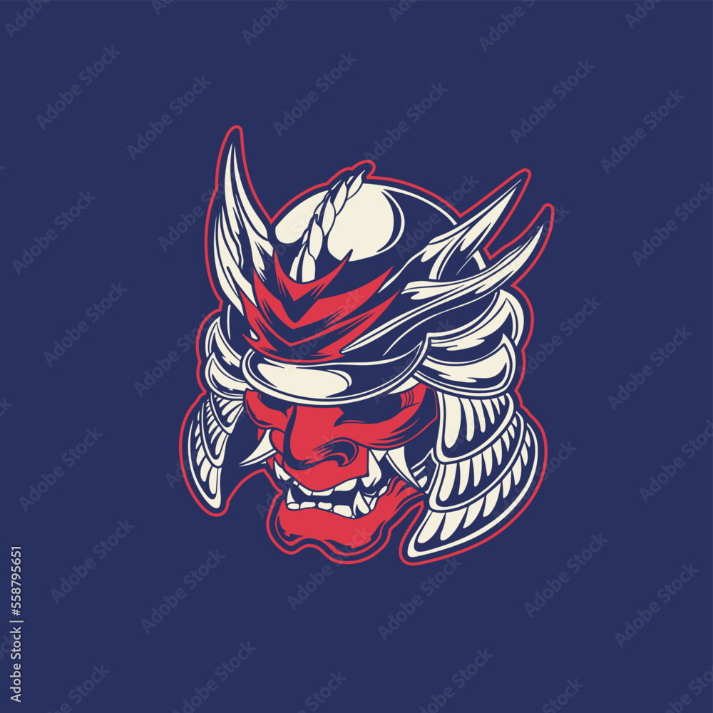 Samurai warrior mask. Traditional armor of japanese warrior. Vector ...