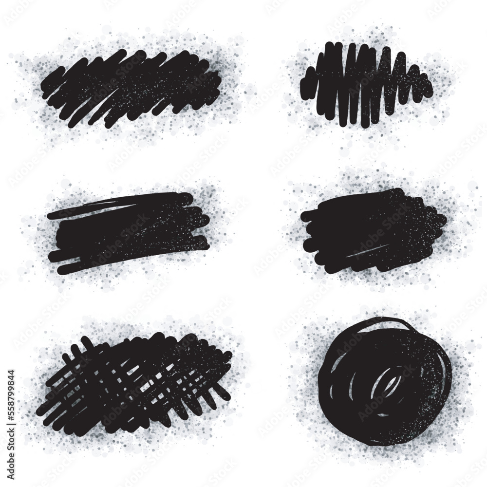 Set of vector brush strokes, various shapes. Lines, waves, stripes ...