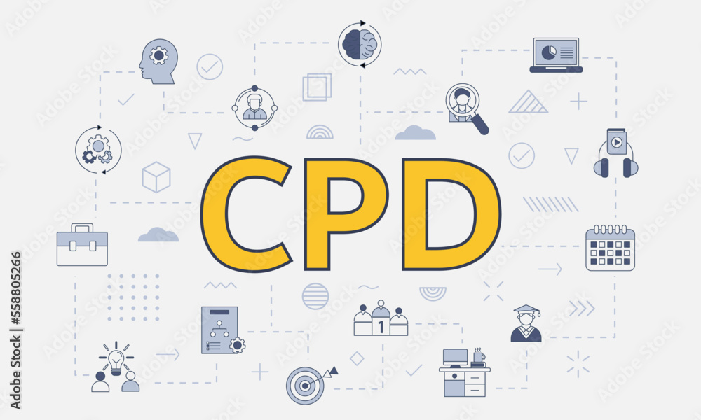 cpd continous professional development concept with icon set with big ... cpd continous professional development concept with icon set with big ...