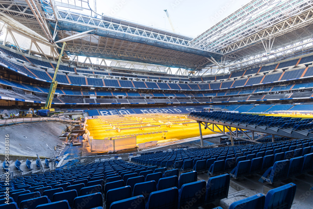 Madrid, Spain - January 04, 2023: Interior of the Santiago Bernabeu ...